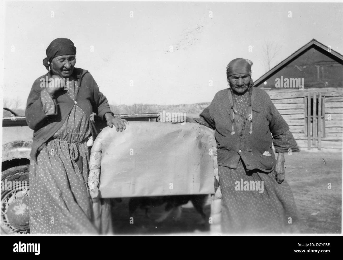 Mrs. Rachel Young Bear and Mrs. Nancy Little Soldier are pictured ...