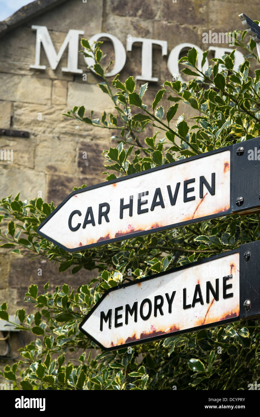 Car Heaven sign outside Cotswolds motor museum sign. Bourton on the ...