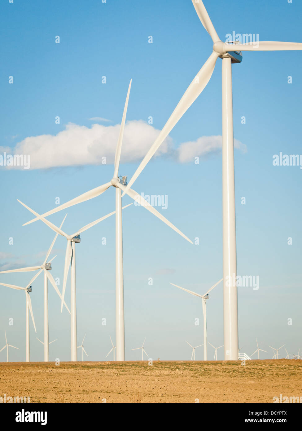 Wind turbines farm at sunset in Limon, Colorado Stock Photo - Alamy