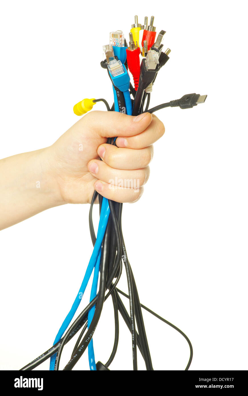 cables in hand Stock Photo - Alamy