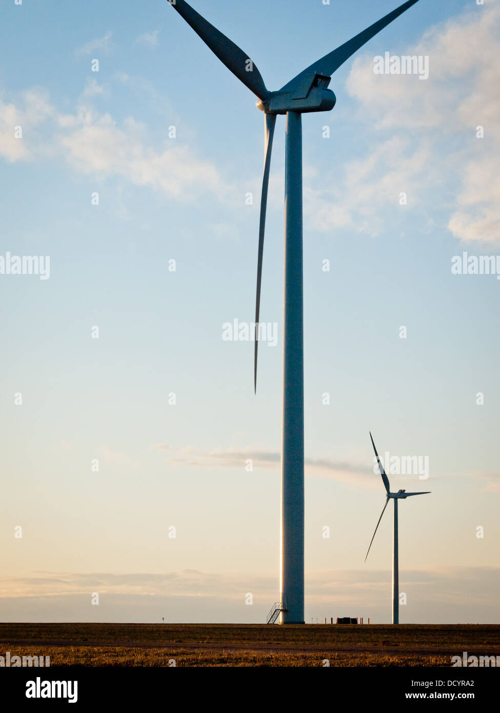 Wind turbines farm at sunset in Limon, Colorado Stock Photo - Alamy