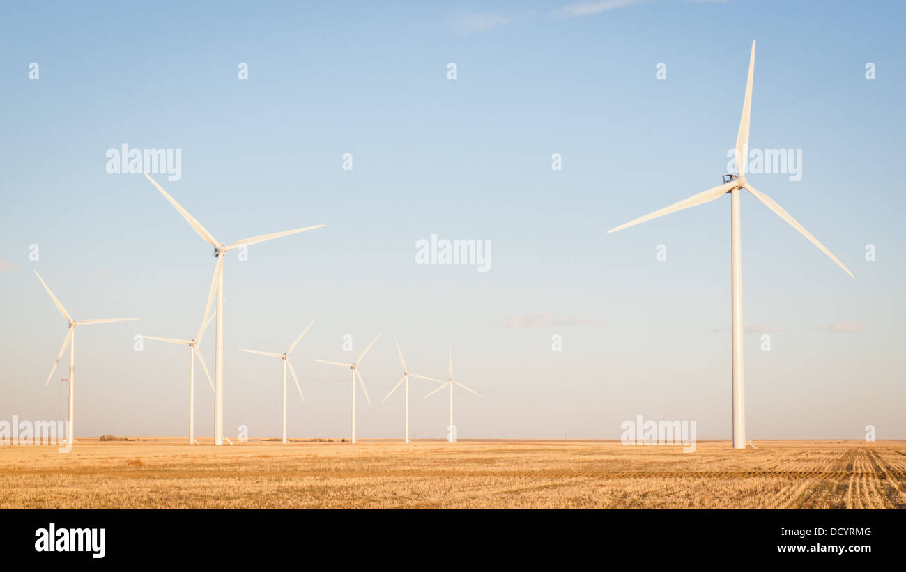 Wind turbines farm at sunset in Limon, Colorado Stock Photo - Alamy