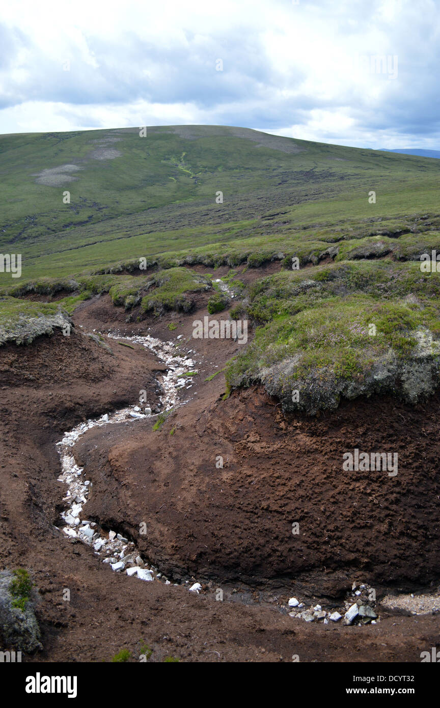 Stones in the Bottom of a Peat Hag with the Scottish Mountain Carn ...