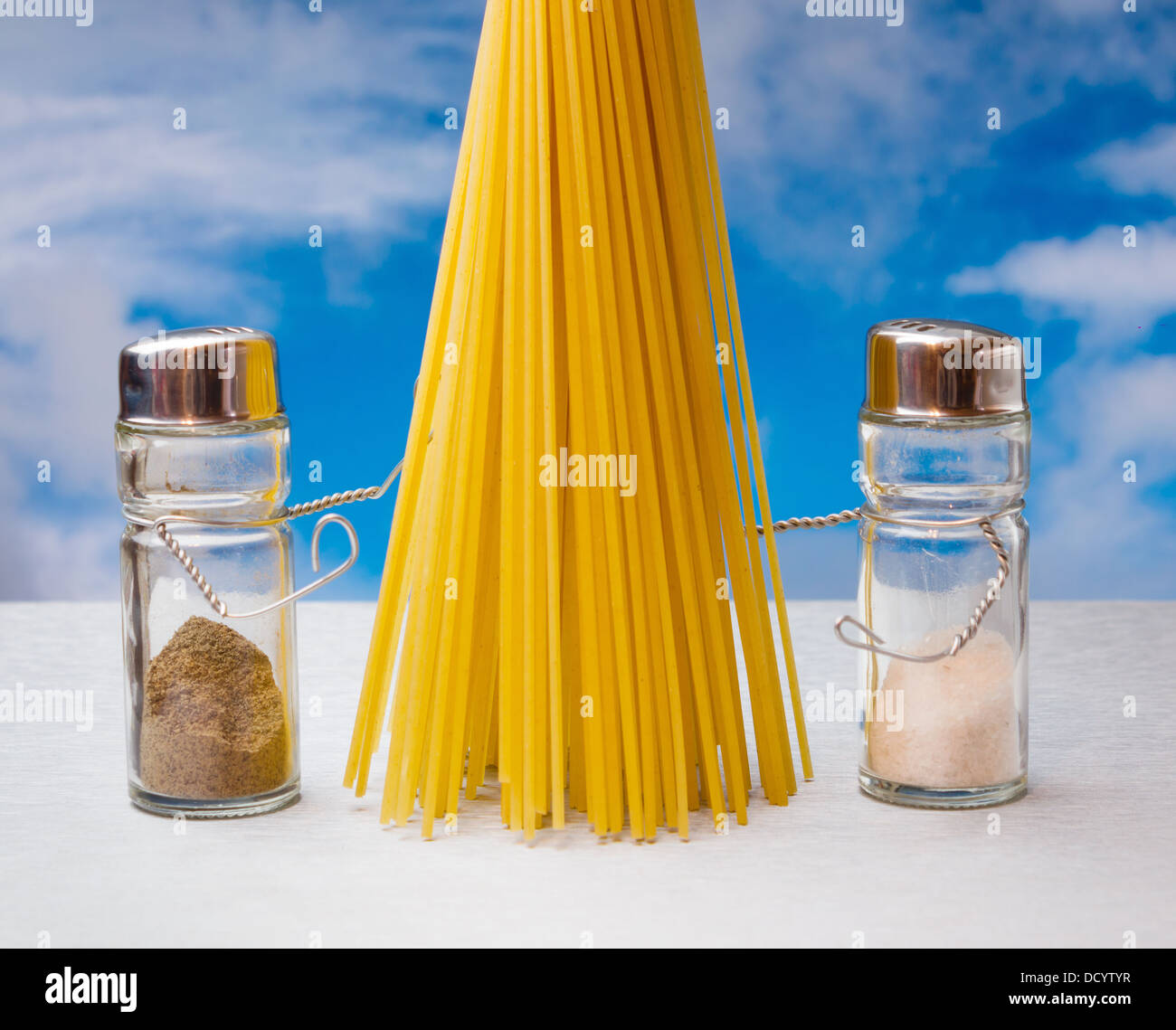 funny cutlery salt shaker and pepper with pasta Stock Photo - Alamy