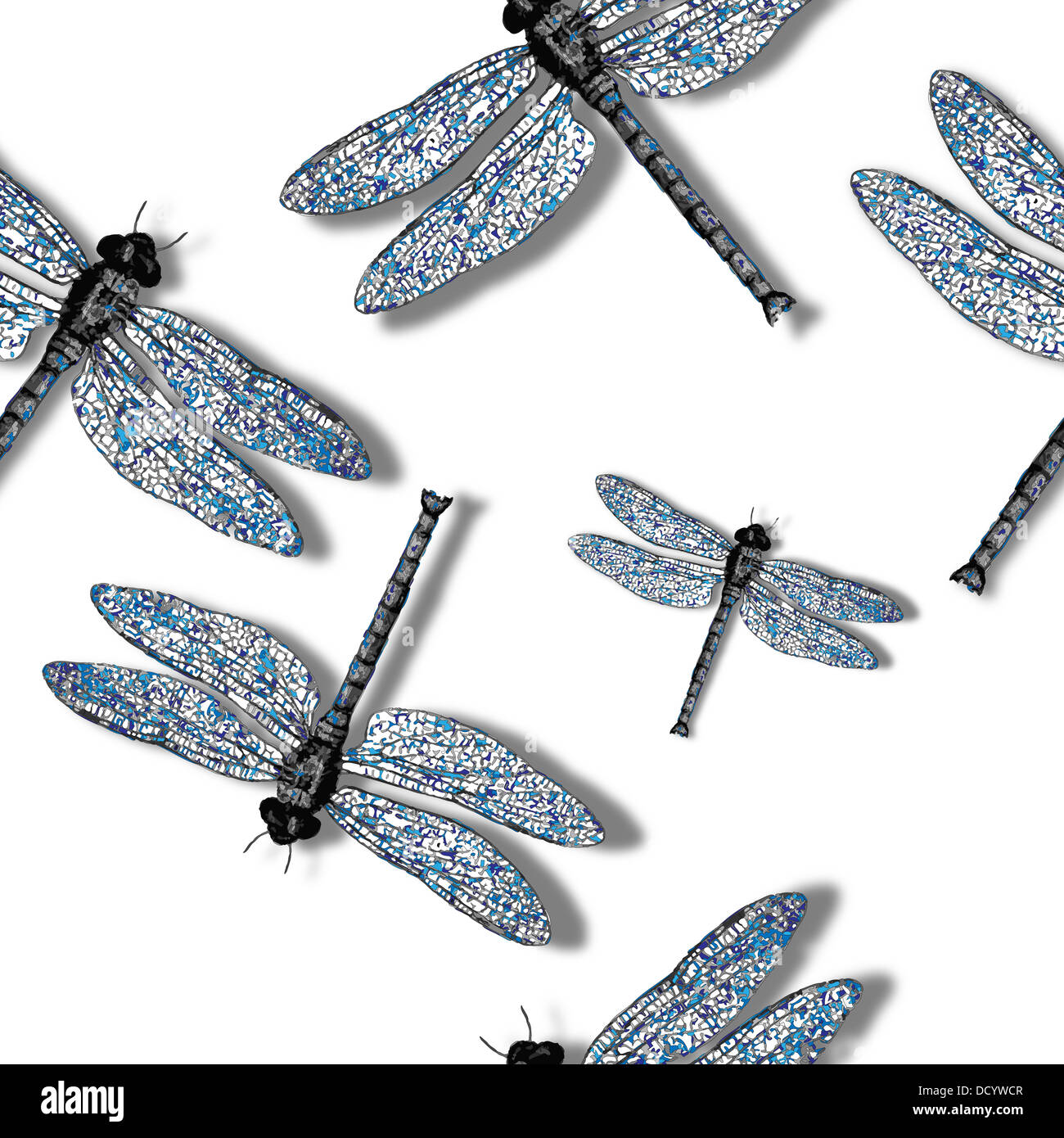 dragonfly pattern against white background, abstract seamless texture ...