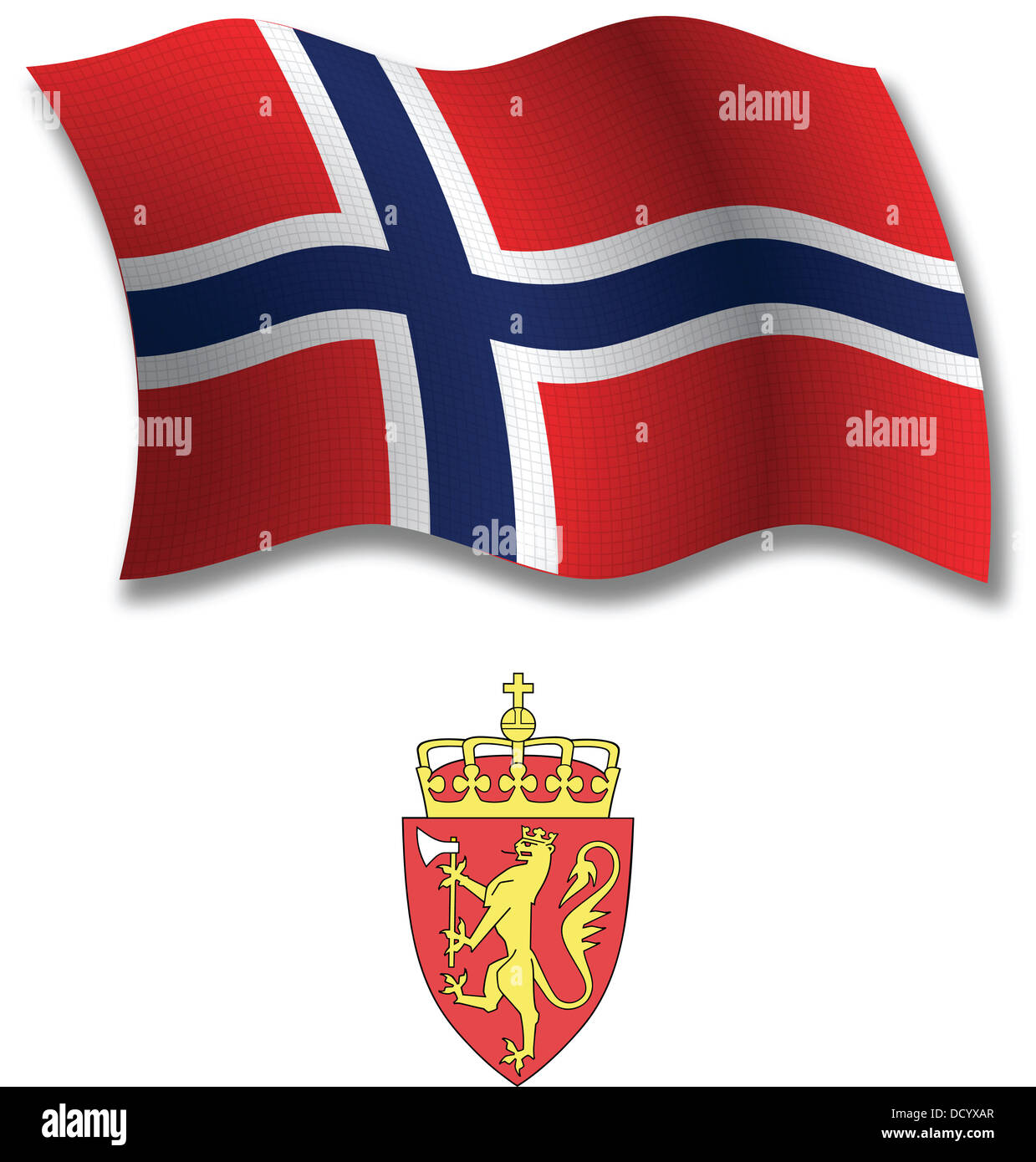 svalbard shadowed textured wavy flag and coat of arms against white ...