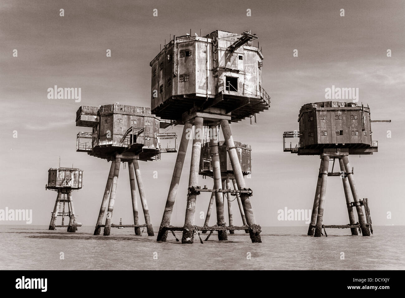Maunsel turrets off the coast of North East Kent, England Stock Photo ...