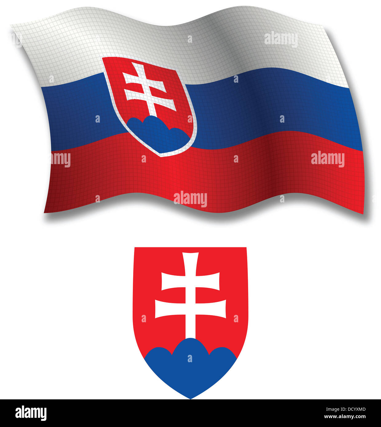 slovakia shadowed textured wavy flag and coat of arms against white ...