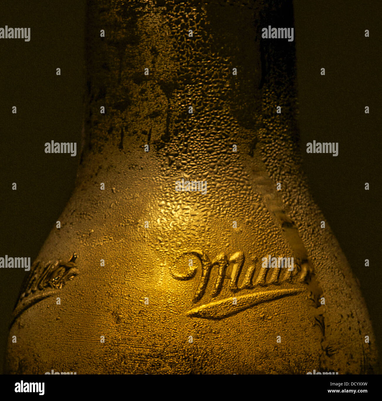 The condensation builds up on the outside of this ice cold bottle of ...