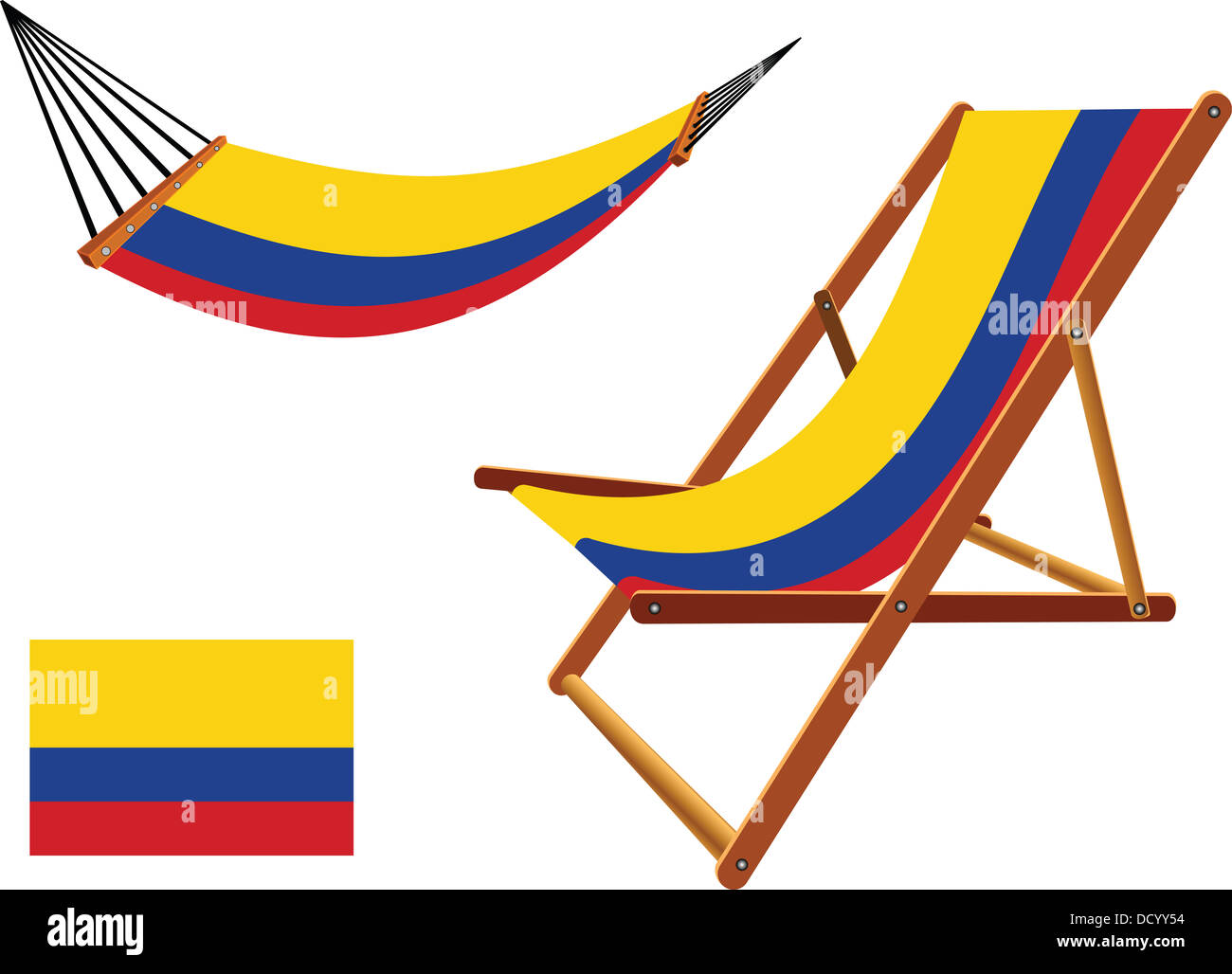 colombia hammock and deck chair set against white background, abstract ...