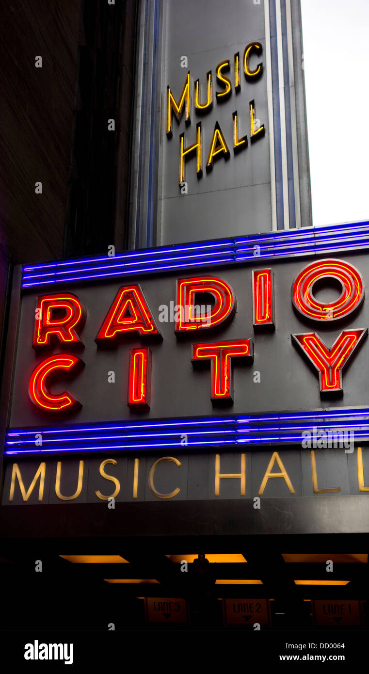 Radio city music hall neon sign Stock Photo - Alamy