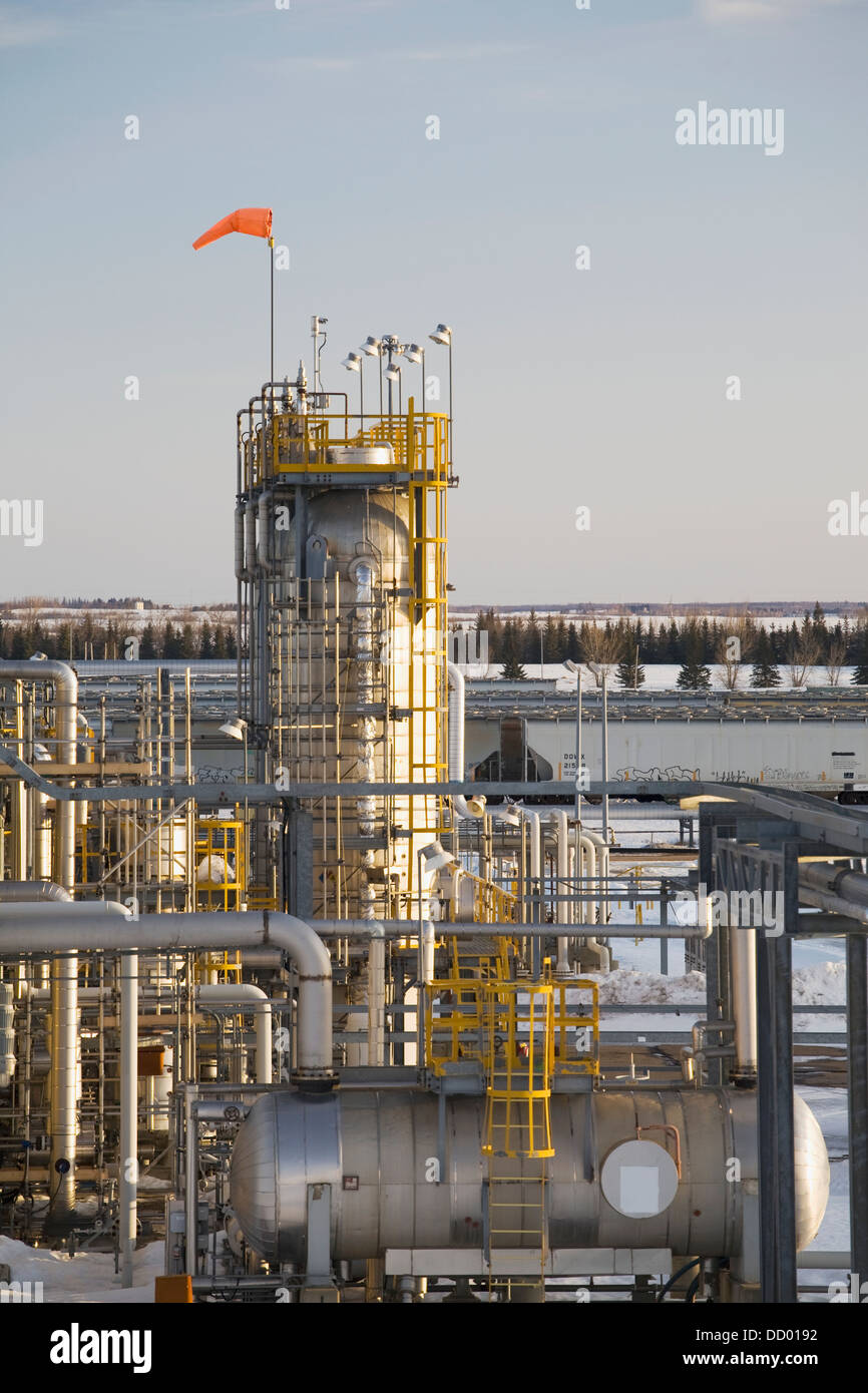 Oil Refinery Tower And Pipes; Fort Saskatchewan, Alberta, Canada Stock ...
