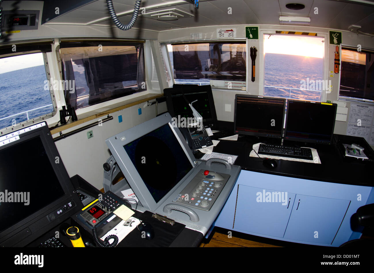 inside the bridge os a seismic vessel Stock Photo - Alamy