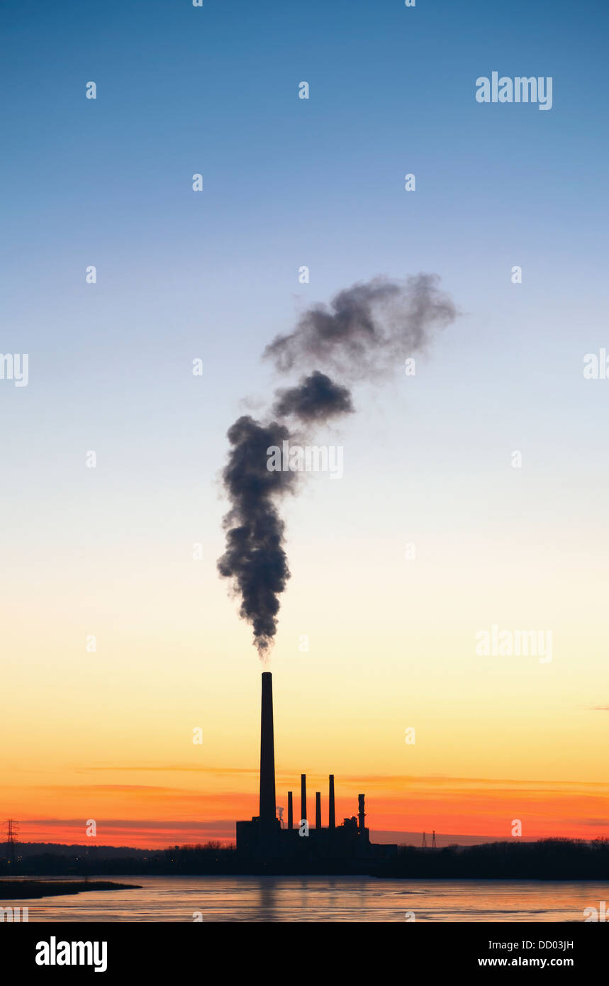 Smoke Pouring From A Power Plant Smoke Stack; Minnesota, United States ...
