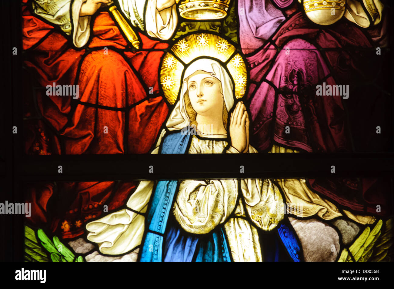 Stained glass window at Our Lady of the Angeles Cathedral Stock Photo ...