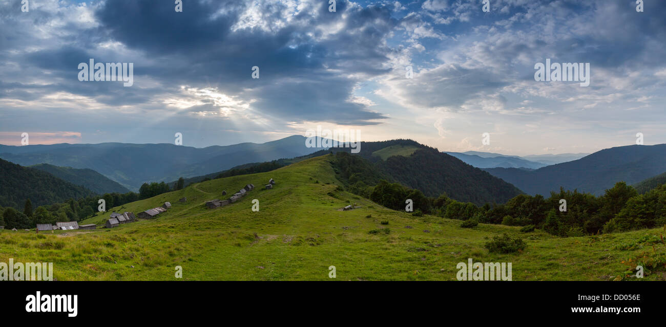 Summer panorama of Montenegrin mountain range Stock Photo - Alamy