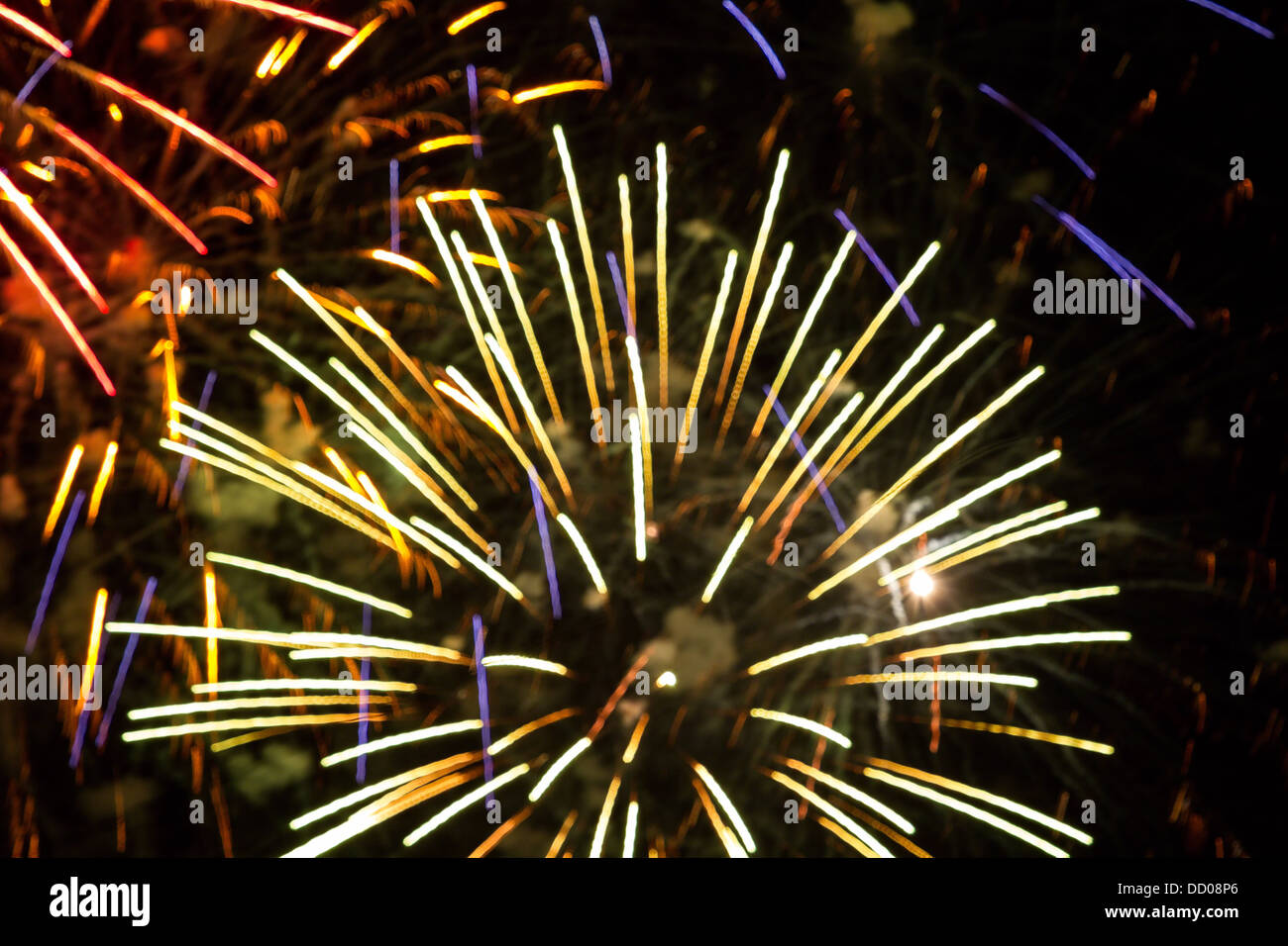 Fireworks close up in the night sky Stock Photo - Alamy