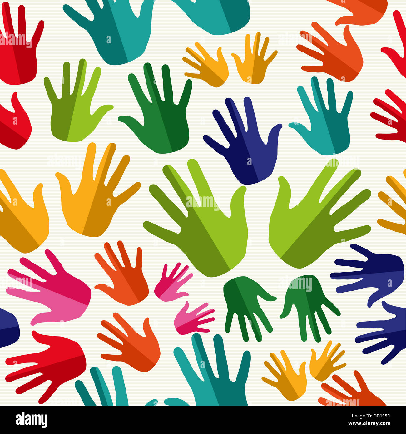 Colorful diversity human hands shape seamless pattern background ...