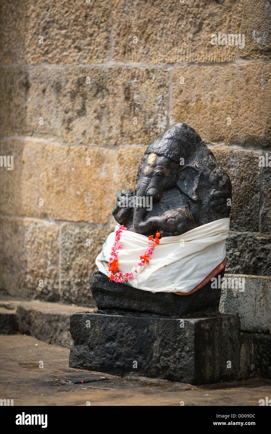 Stone statue of Ganesha in Indian temple. State of Tamil Nadu Stock ...