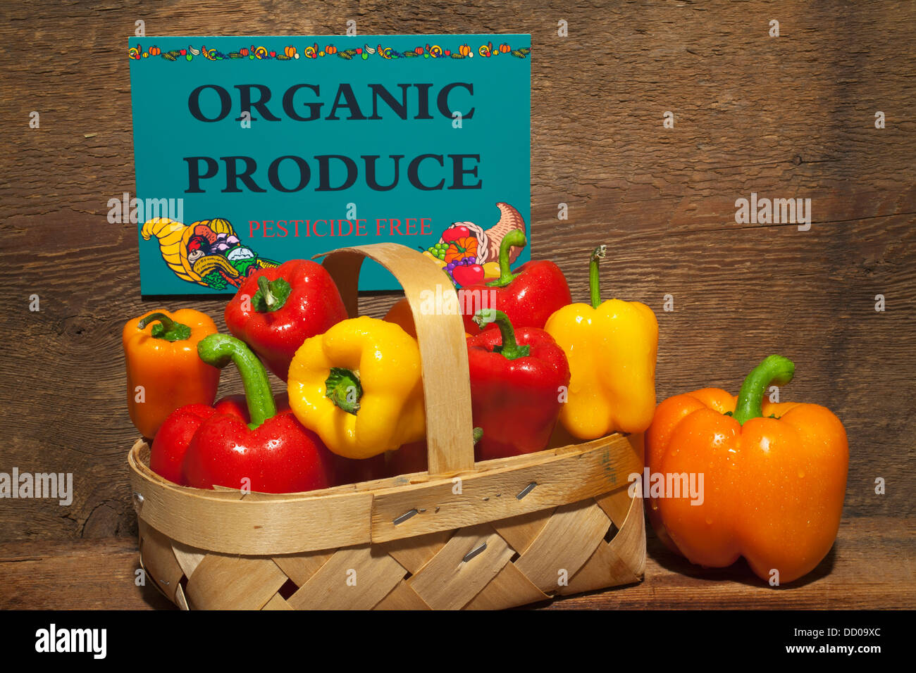 Bell Peppers With A Sign Labeled Organic Produce; Waterloo, Quebec ...
