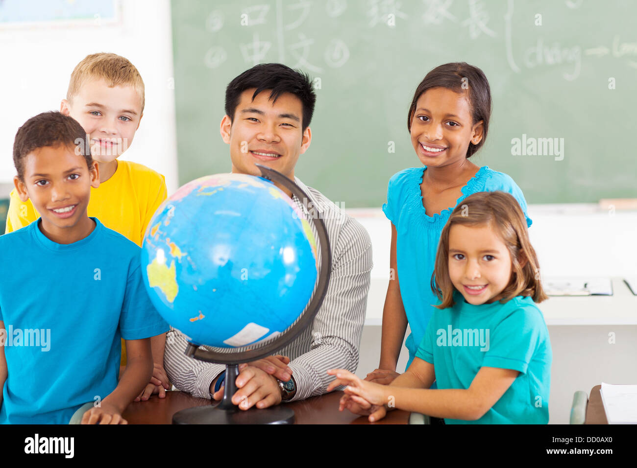 Students looking globe hi-res stock photography and images - Alamy