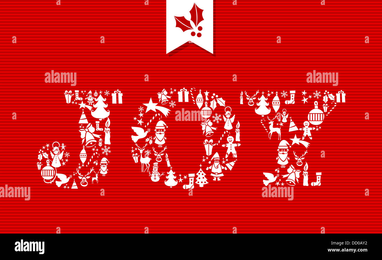 Merry Christmas joy text with holiday celebration icons. Vector layered ...