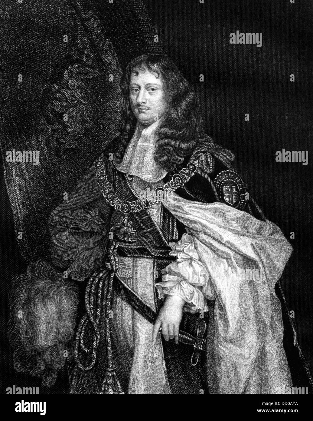 Edward Montagu, 1st Earl of Sandwich (1625-1672) on engraving from 1830 ...