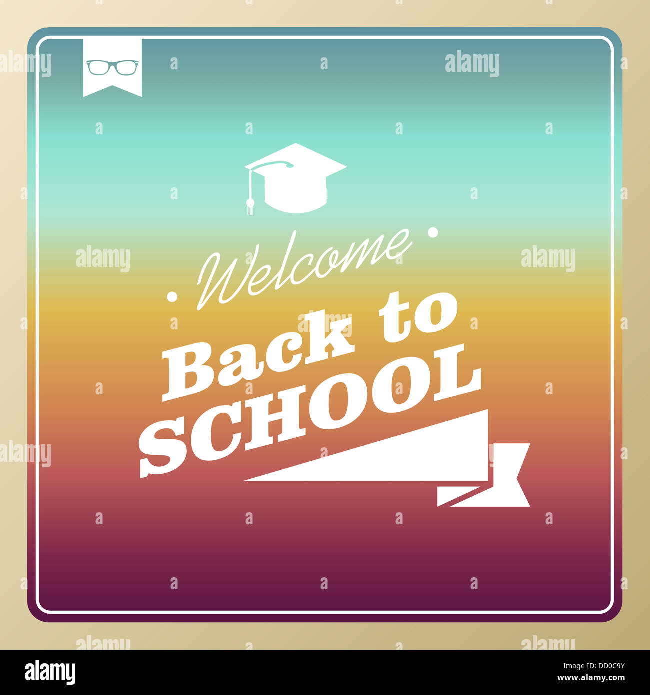 Colorful retro hipster back to school text background illustration ...
