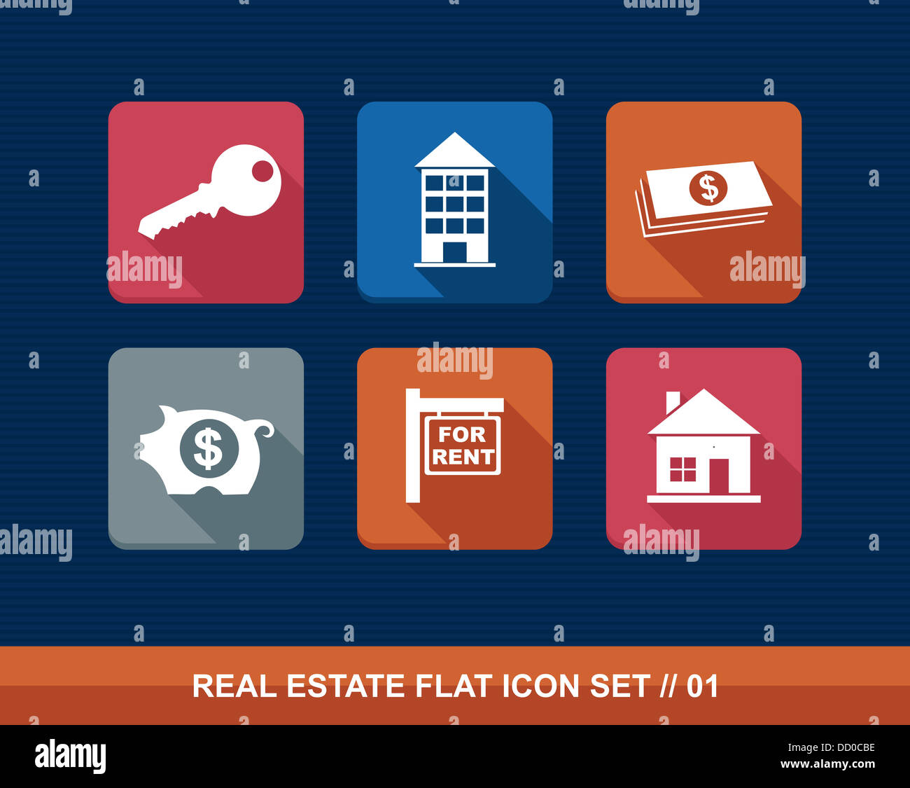 Colorful real estate business elements flat icon set. Vector file ...