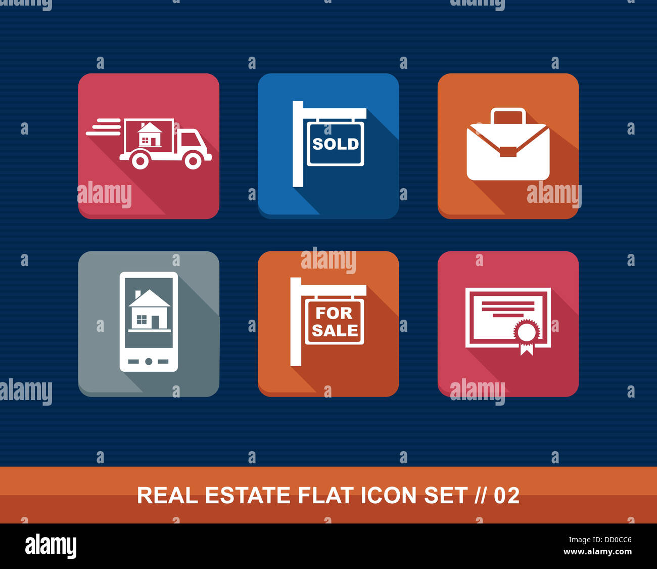 Colorful real estate business elements flat icon set. Vector file ...