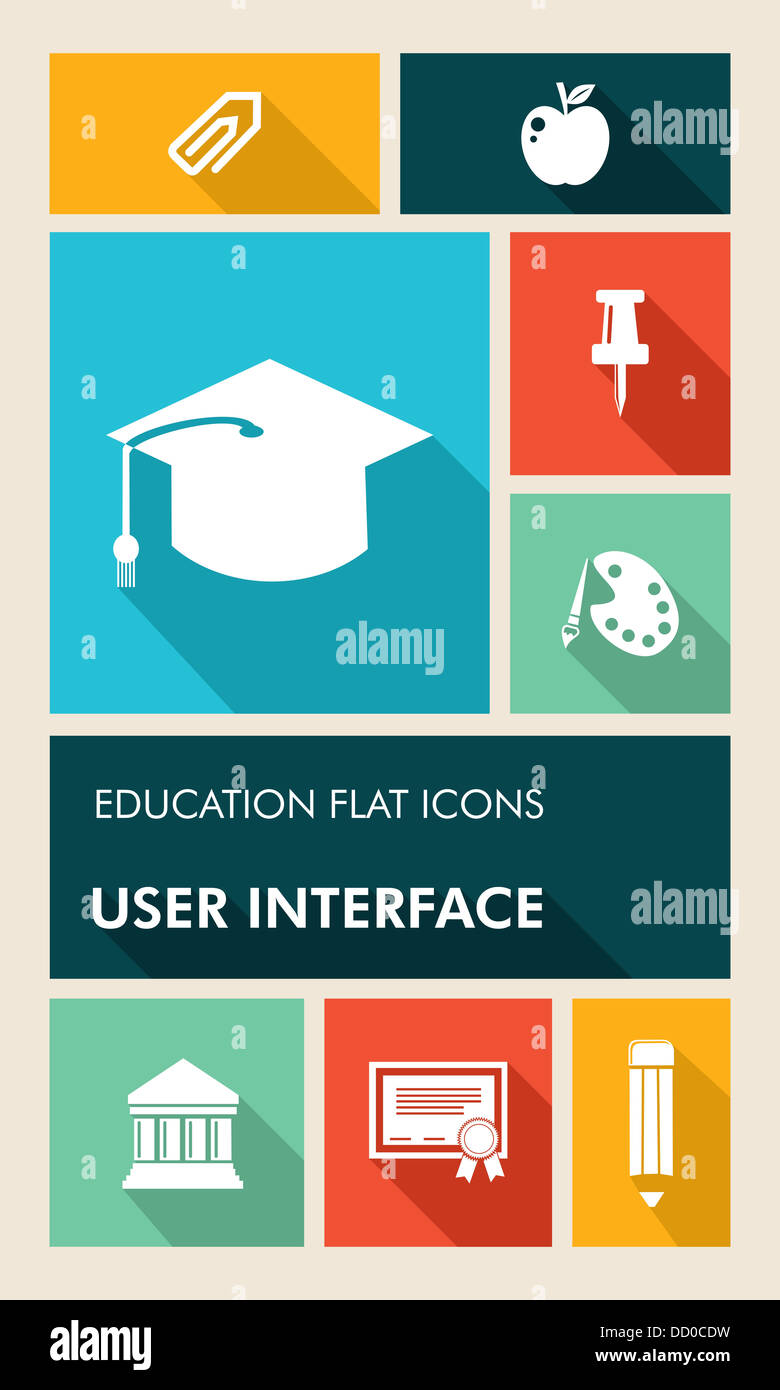 Back to school mobile UI applications graphic user interface flat icons ...