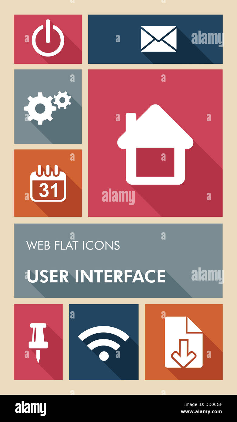 Mobile UI internet applications graphic user interface flat icons set ...