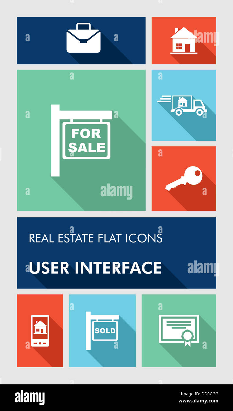 Real estate mobile UI applications graphic user interface flat icons ...