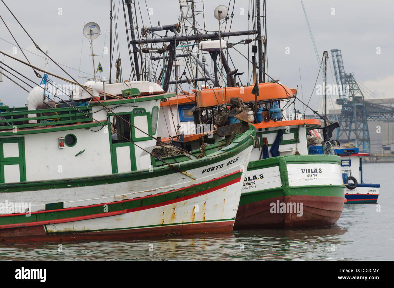 Long line fishing boats moored at the fishing terminal, at Ponta da ...