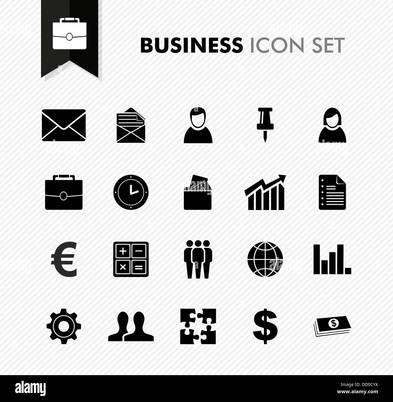 Black isolated business icon set work office elements background ...