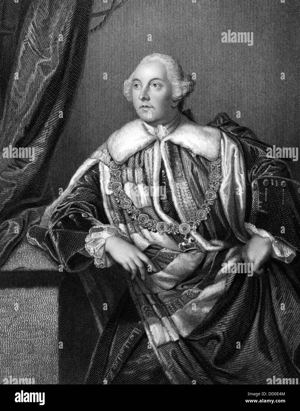 John Russell, 4th Duke of Bedford (1710-1771) on engraving from 1832 ...