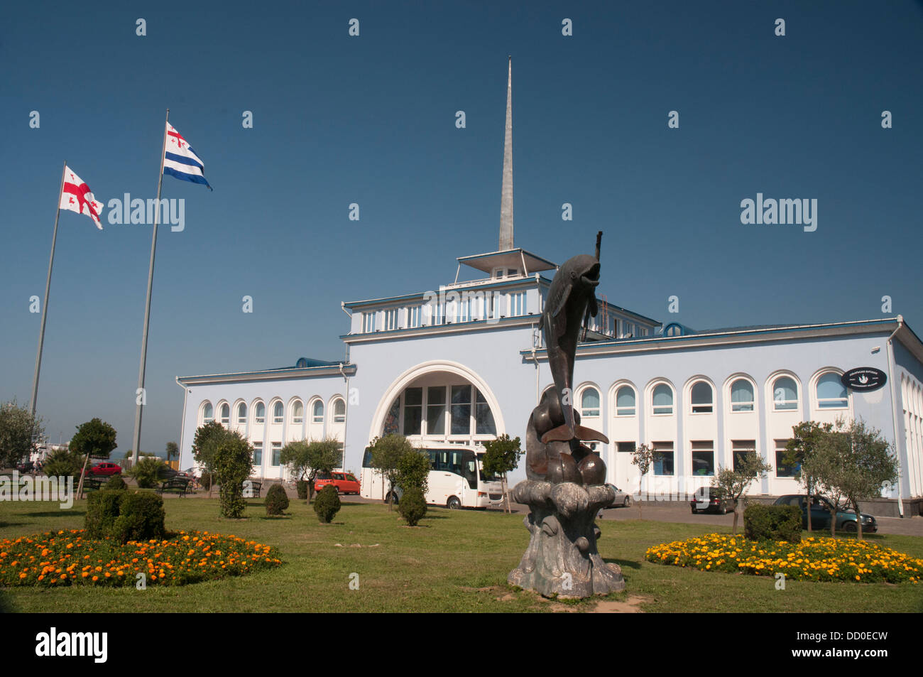 Ferry terminal building at the Black Sea port of Batumi in the ...