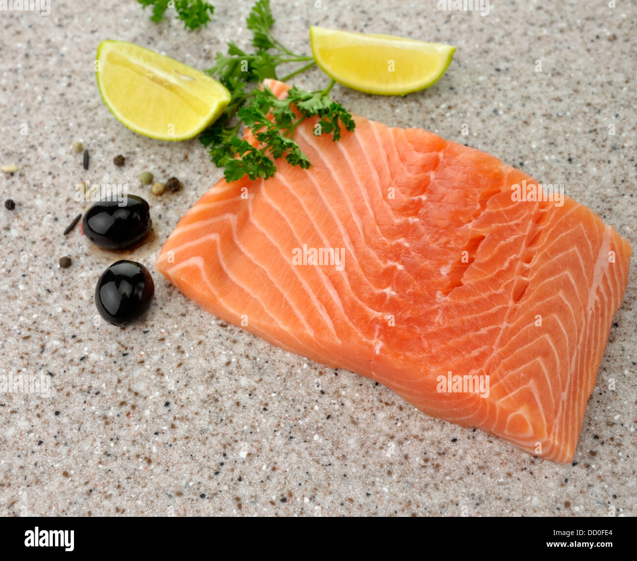 Raw Salmon Fillet Stock Photo - Alamy
