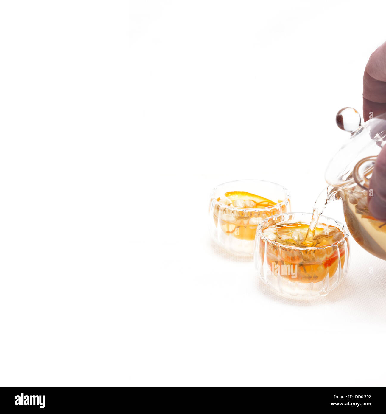 floral tea set over white Stock Photo - Alamy