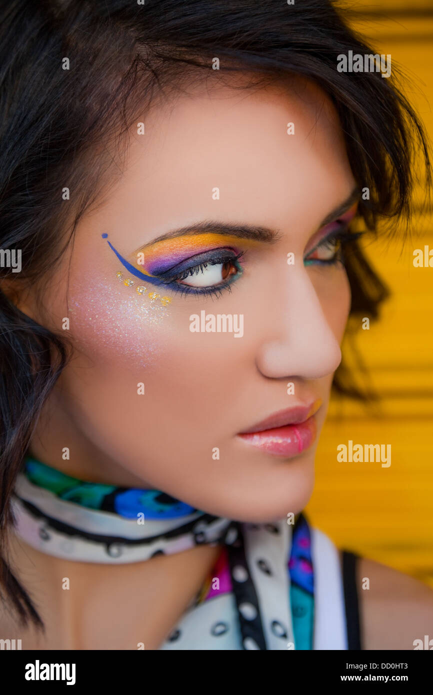 Female portrait colourful makeup Stock Photo - Alamy