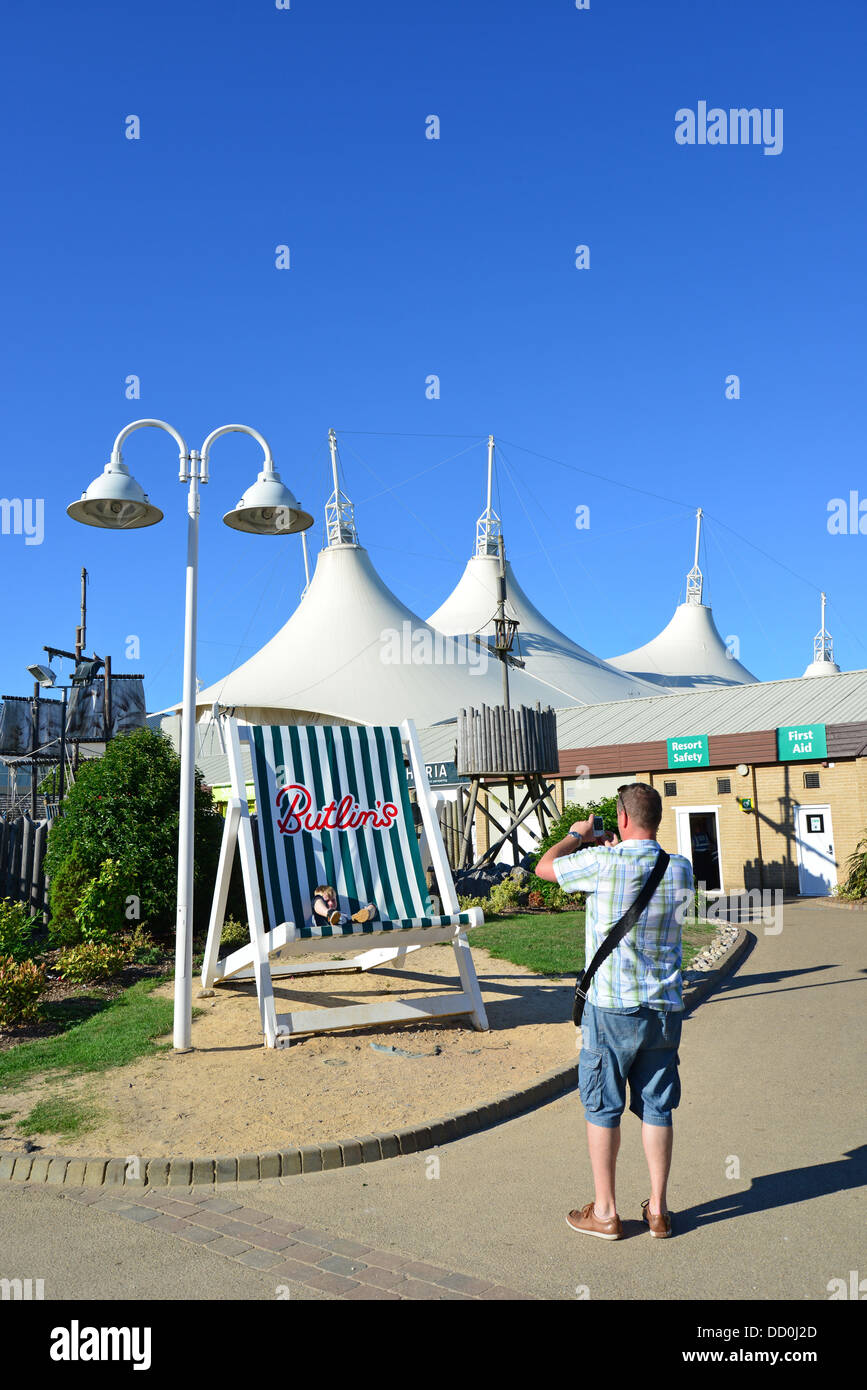Giant deckchair at Butlins Resort Minehead, Minehead, Somerset, England ...