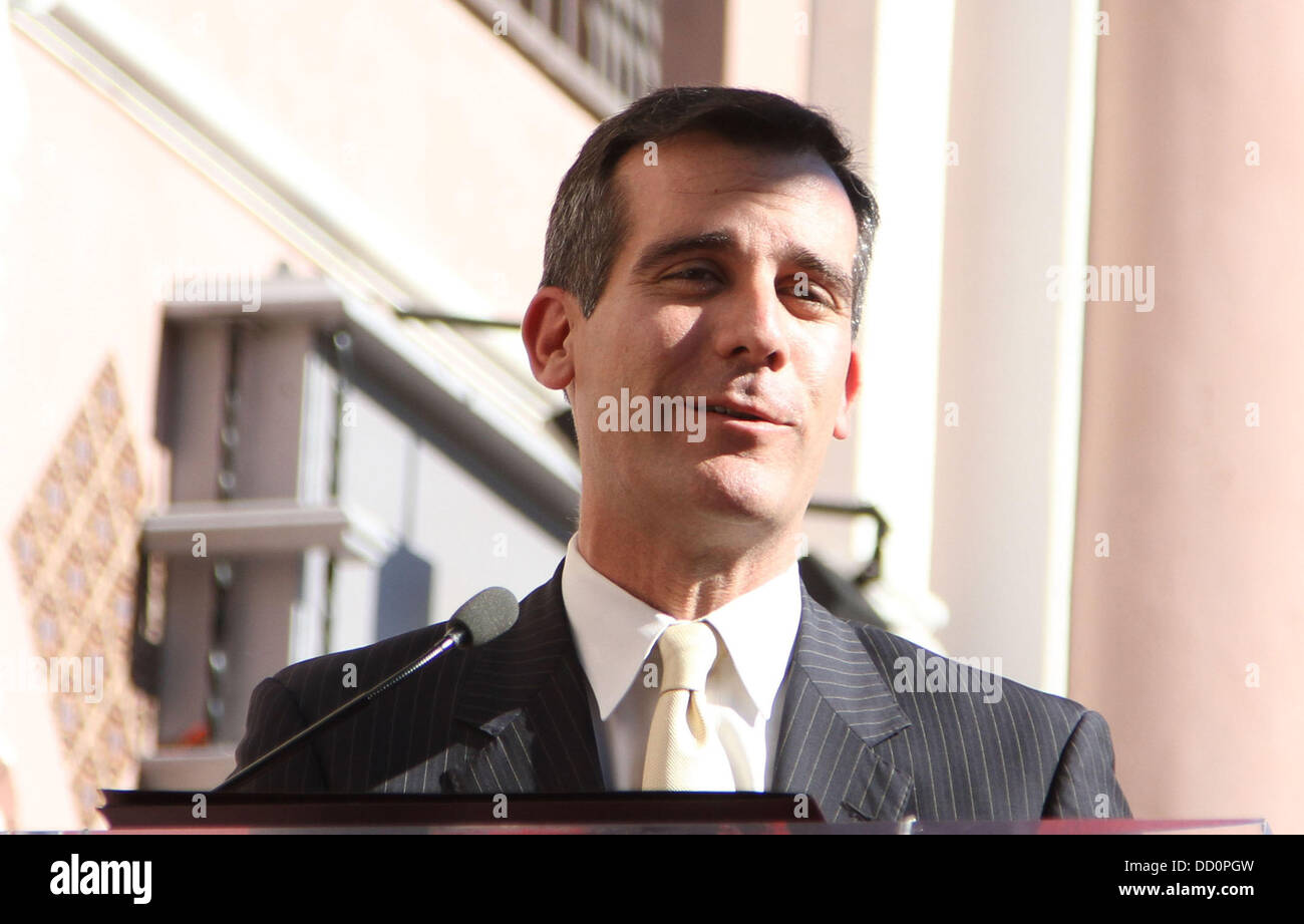 Eric Garcetti attending the John Wells Hollywood Walk Of Fame Induction ...