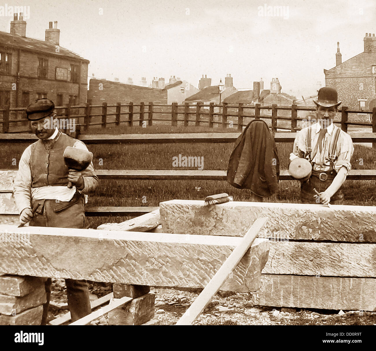 Stone Masons Victorian period Stock Photo - Alamy