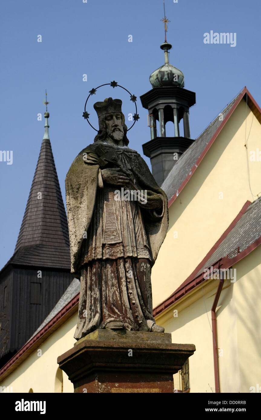 The Roman Catholic church and a wooden bell tower in Rtyne v ...