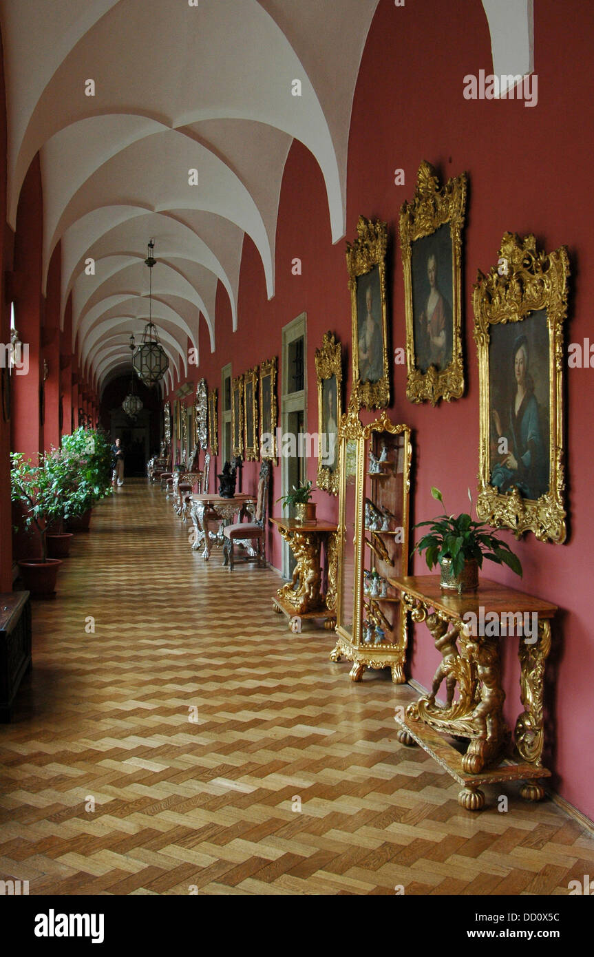 Corridor at Castolovice castle a renaissance-era castle that has been ...