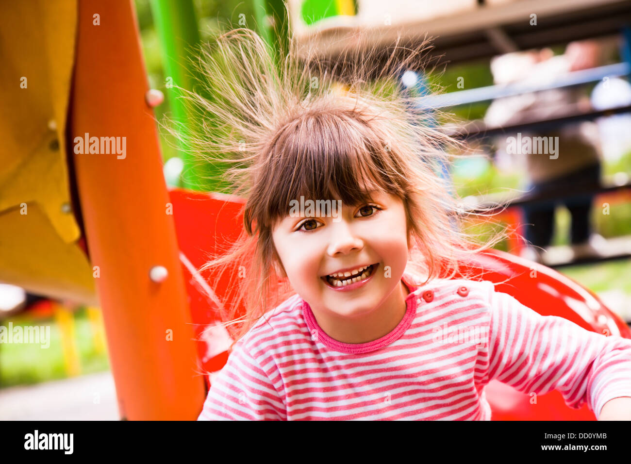 happy girl static electricity Stock Photo - Alamy