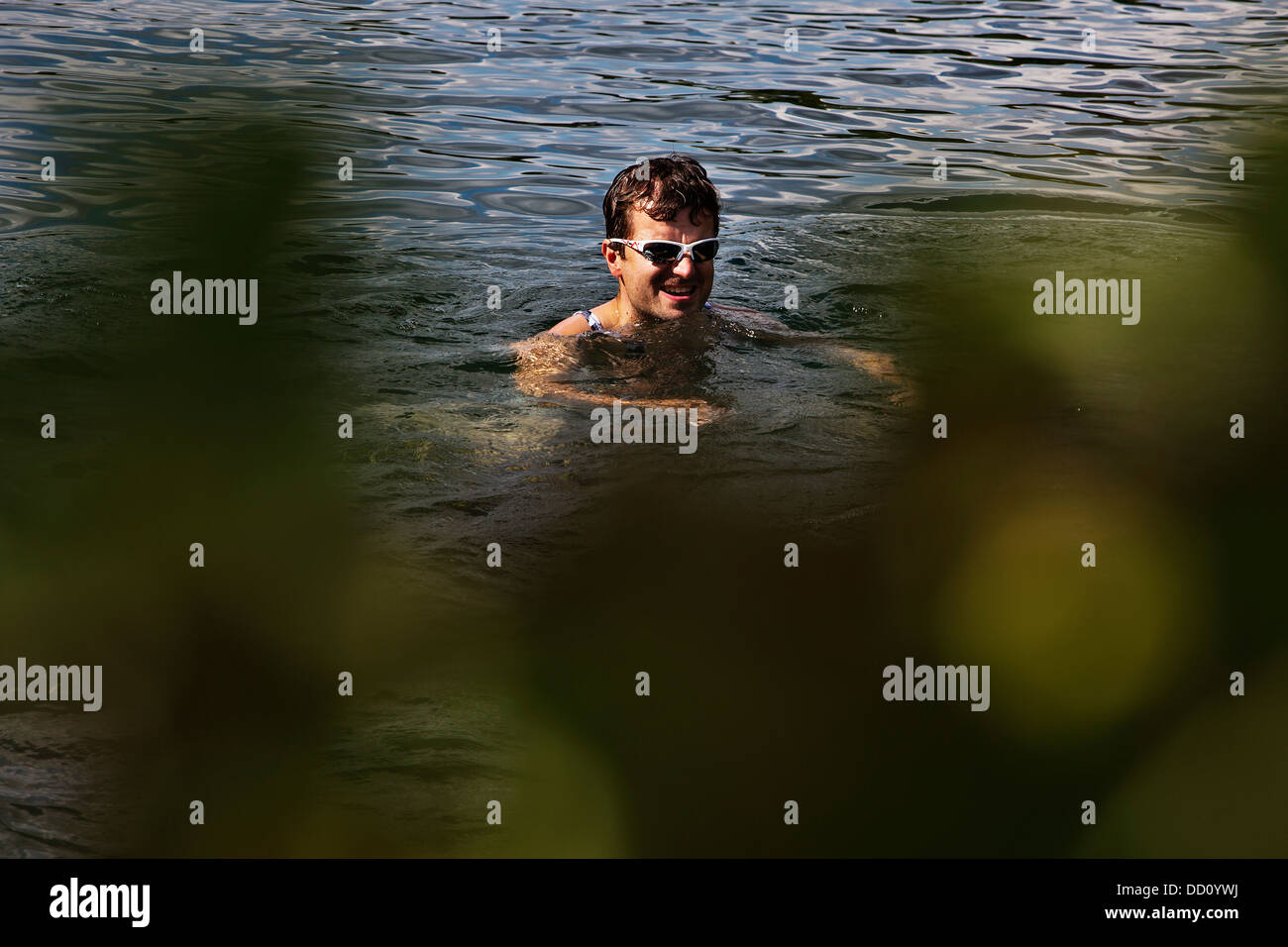 people. swimming, water, afloat, submerged, quarry, railway, corridor ...