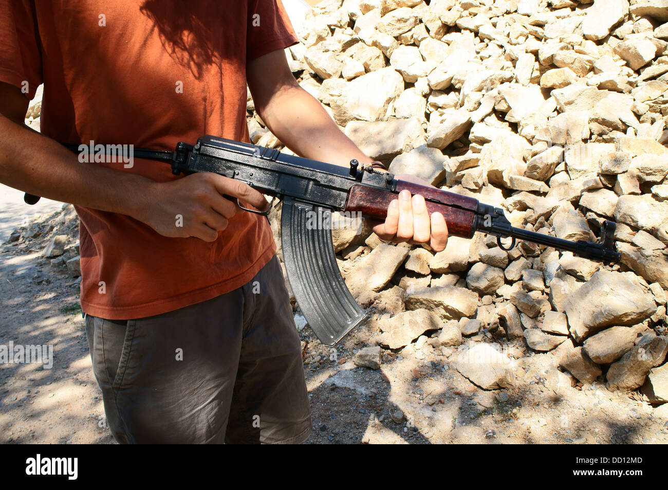 assault rifle Model 58, weapon, young man, youngster Stock Photo - Alamy
