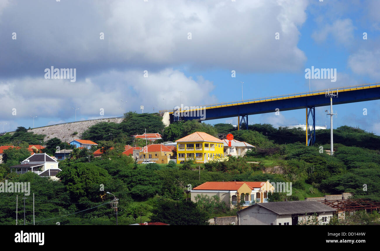 Housing with an elevated main road bridge to the rear, Willemstad ...