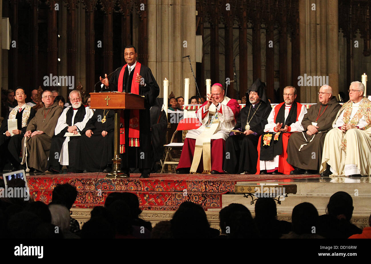 Rev Dr A.R.Bernard addresses the congregation during a prayer for ...